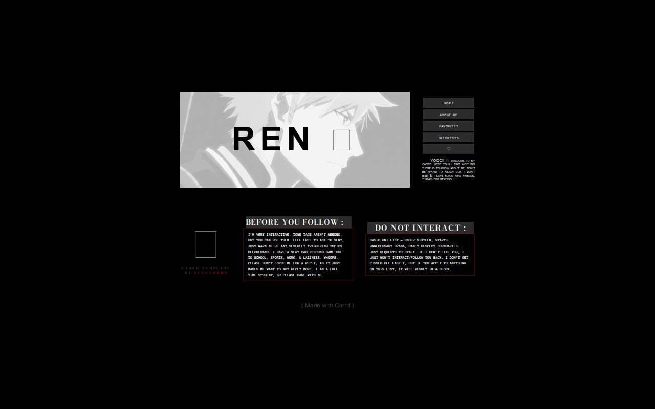 REN’S CARRD.